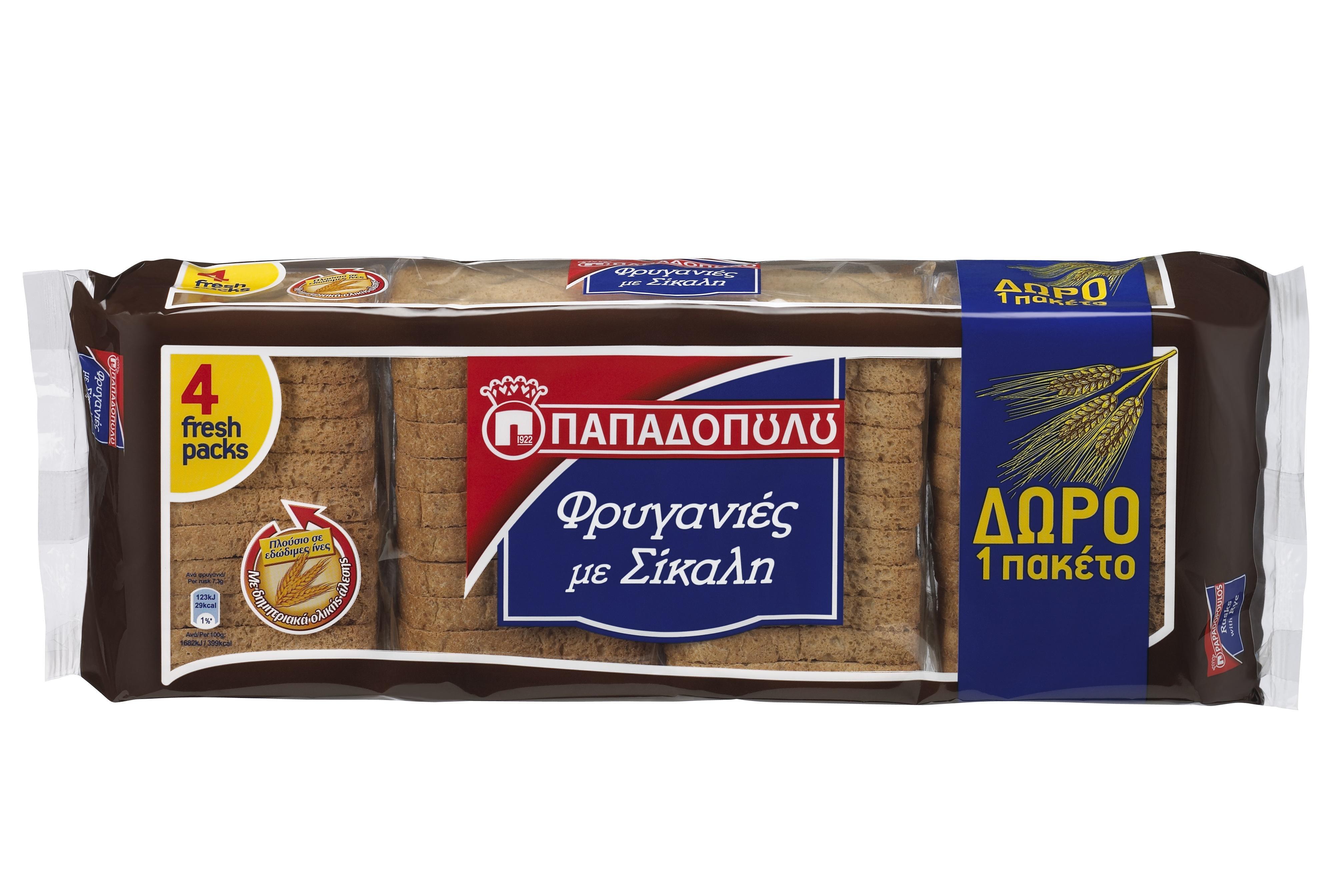 Φρυγανιές Σικάλεως Παπαδοπούλου (4Χ80 g) 3+1 Δώρο | e-Fresh.gr