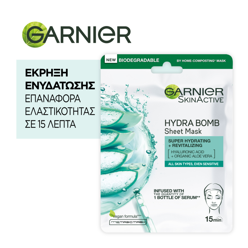 Tissue Mask, Hyaluronic Aloe, Garnier (28g) | e-Fresh.gr