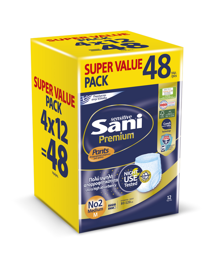 Incontinence Pants, No2 Medium, Monthy Pack, Premium Sensitive, Sani ...