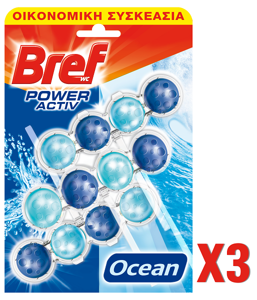 Μπλοκ Τουαλέτας Power Activ Ocean Bref Wc Block (3x50g)