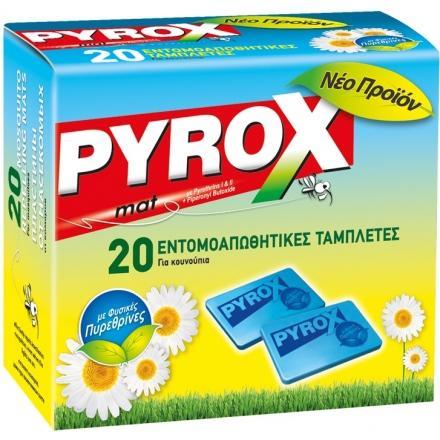 Insect Repellent Tablets with Natural Pyrethrines, Pyrox Mat (20 pcs_