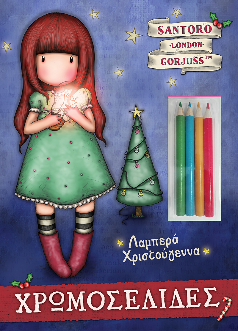 Santoro Gorjuss Bright Christmas coloring pages together with 4 crayons ...