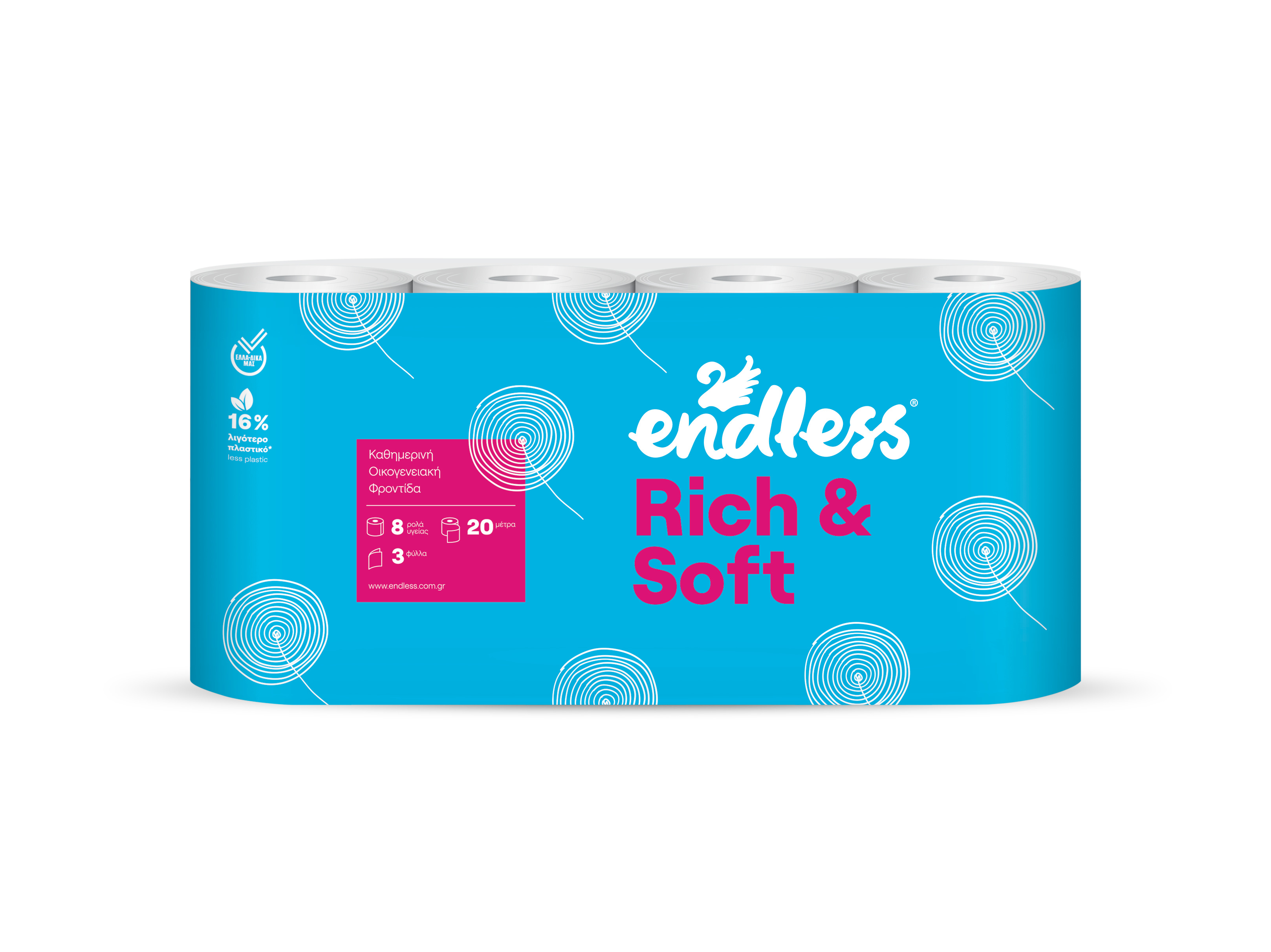 Χαρτί Υγείας 3φύλλο Rich & Soft Endless (8 ρολά *95gr)
